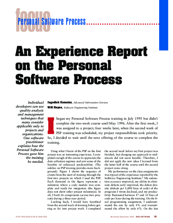 (PDF) An experience report on the personal software process