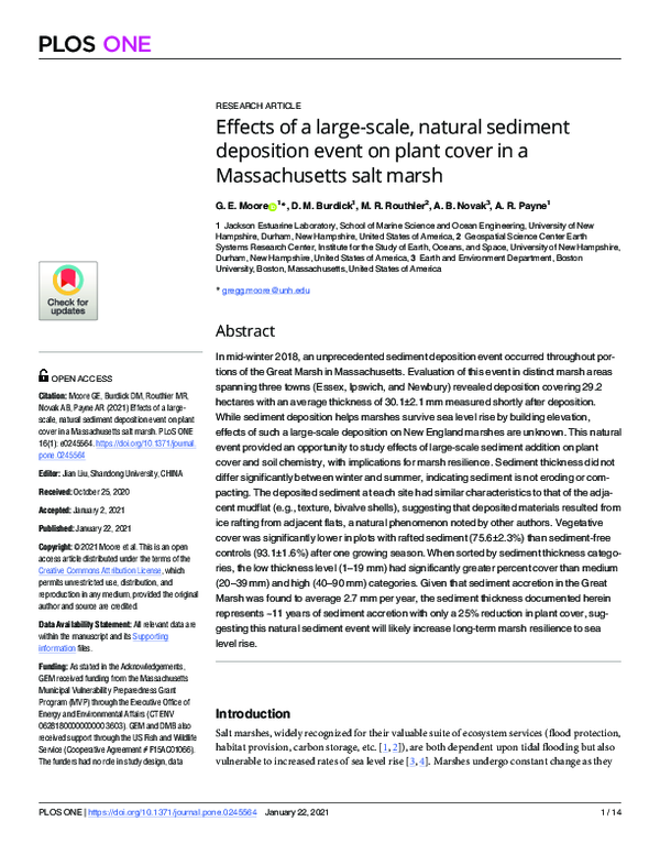 (PDF) Effects of a large-scale, natural sediment deposition event on ...