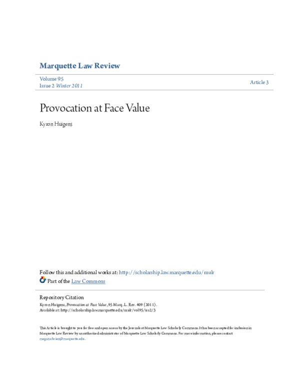 (PDF) Provocation at Face Value