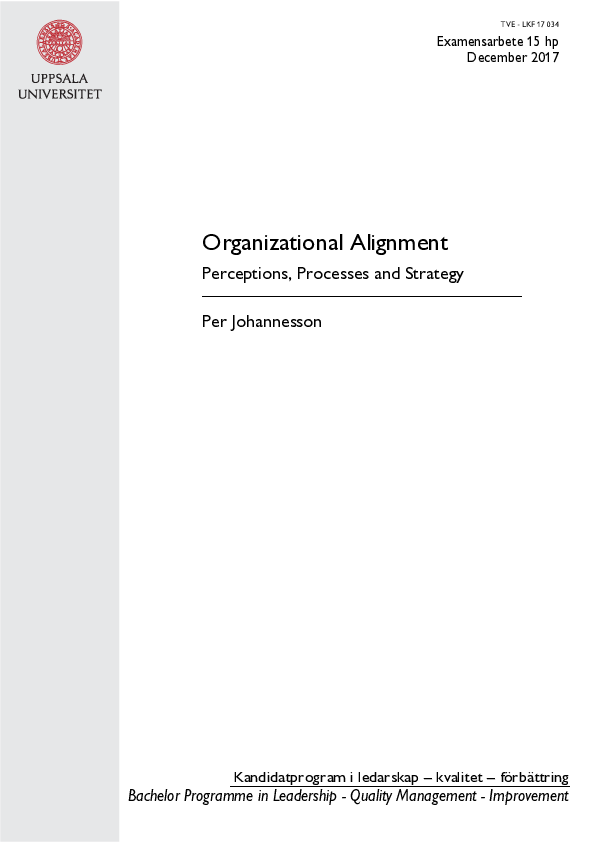 (PDF) Organizational Alignment : Perceptions, Processes and Strategy