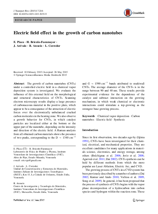 (PDF) Electric field effect in the growth of carbon nanotubes