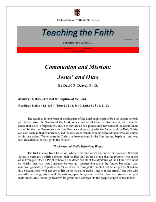 (PDF) Communion and Mission: Jesus' and Ours