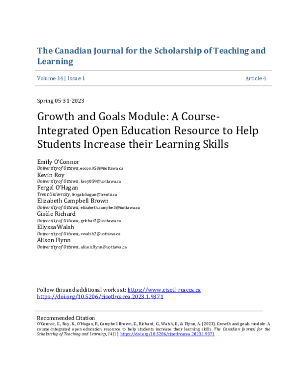 (PDF) Growth and Goals Module: A Course-Integrated Open Education ...
