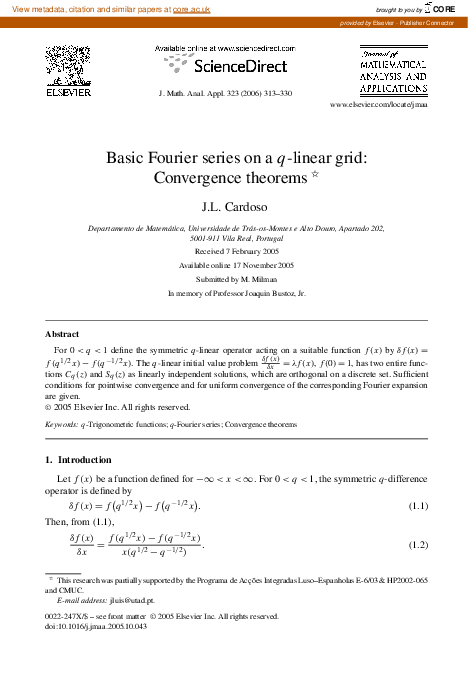 (PDF) Basic Fourier series on a q-linear grid: Convergence theorems