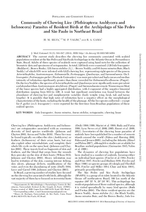 (PDF) Community of Chewing Lice (Phthiraptera: Amblycera and Ischnocera ...