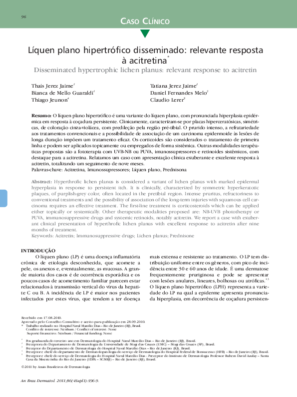 (PDF) Líquen plano hipertrófico disseminado: relevante resposta à ...