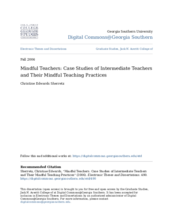 (PDF) Mindful Teachers: Case Studies of Intermediate Teachers and Their Mindful Teaching Practices