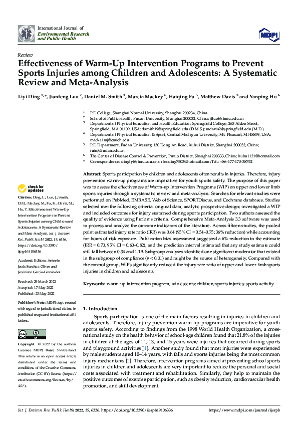 (PDF) Effectiveness of Warm-Up Intervention Programs to Prevent Sports ...