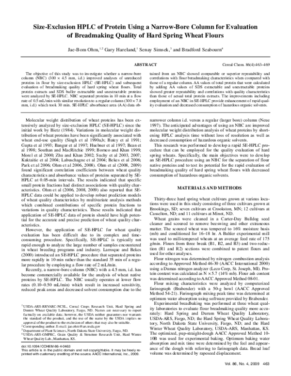 (PDF) Size‐Exclusion HPLC of Protein Using a Narrow‐Bore Column for ...