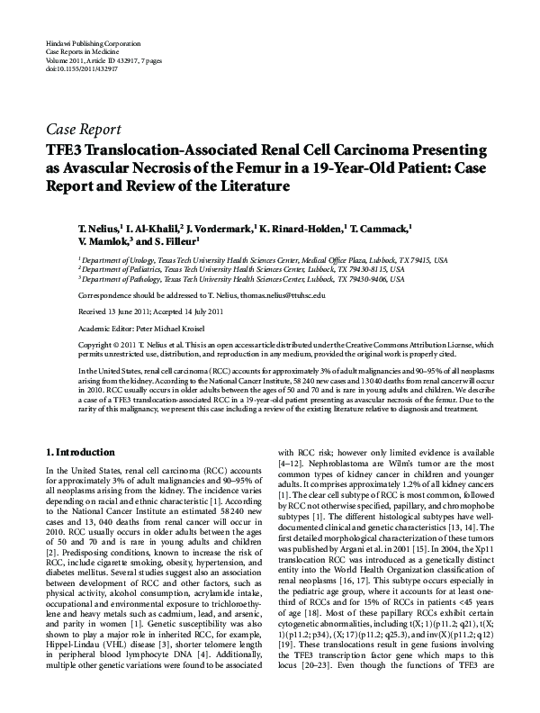 (PDF) TFE3 Translocation-Associated Renal Cell Carcinoma Presenting as ...