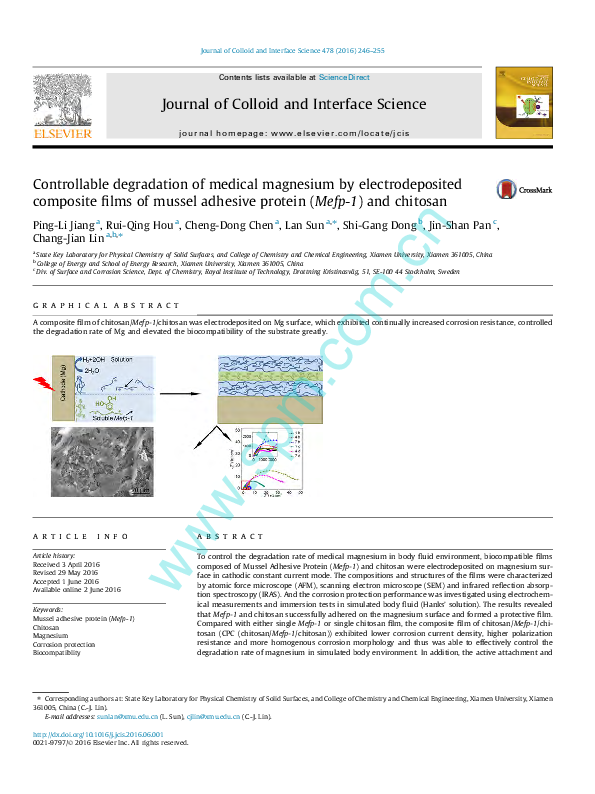(PDF) Controllable degradation of medical magnesium by electrodeposited ...