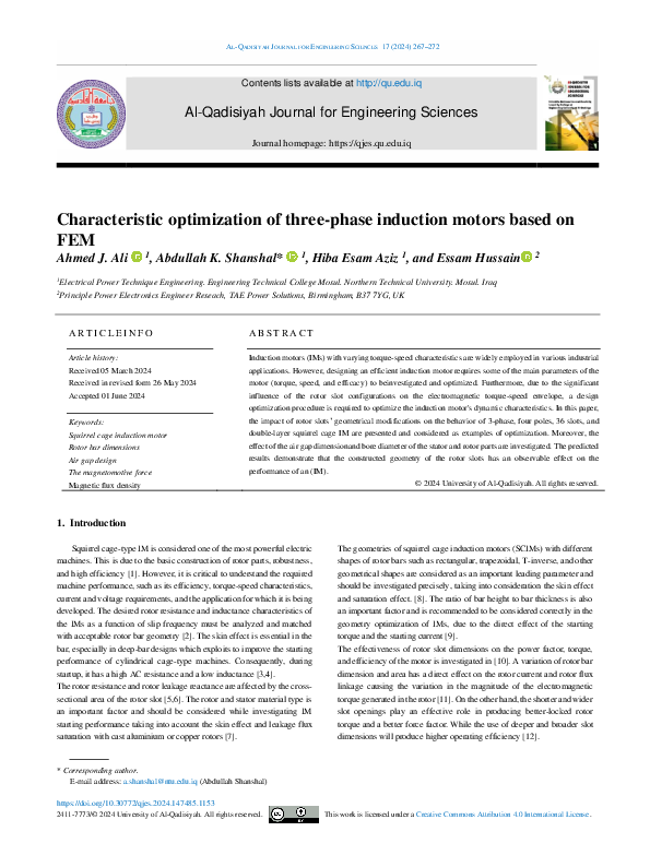 (PDF) Characteristic optimization of three-phase induction motors based on
