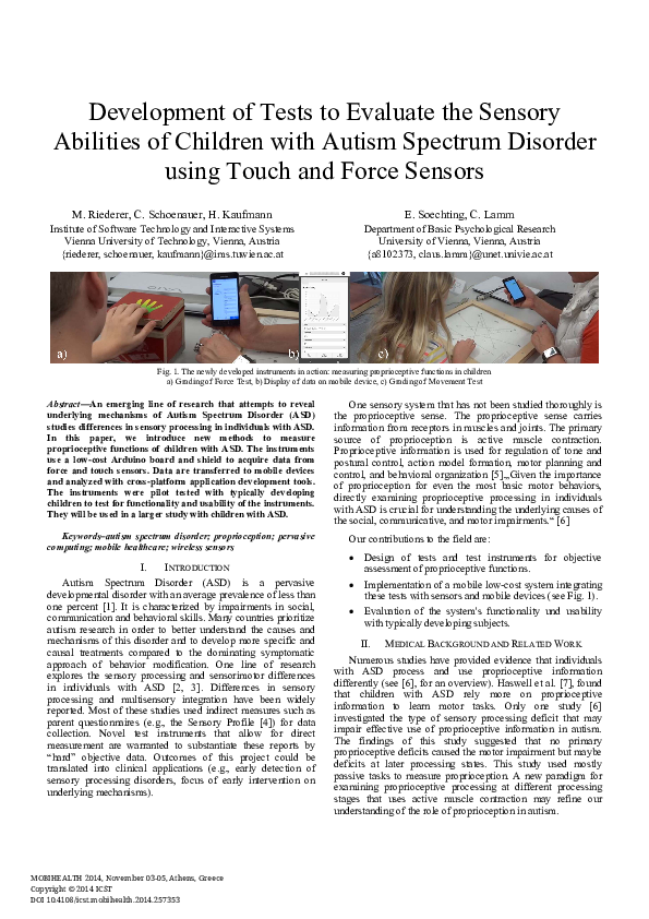 (PDF) Development of Tests to Evaluate the Sensory Abilities of ...