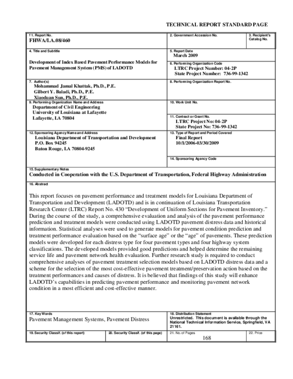 (PDF) Development of Index Based Pavement Performance Models for ...