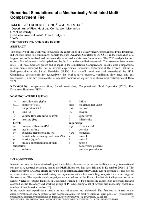 (PDF) Numerical Simulations of a Mechanically-Ventilated Multi- Compartment Fire