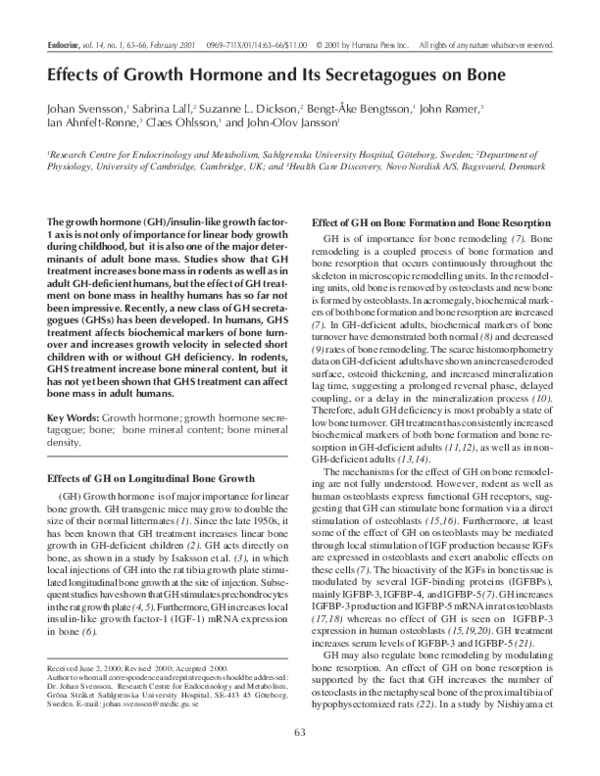 (PDF) Effects of Growth Hormone and Its Secretagogues on Bone