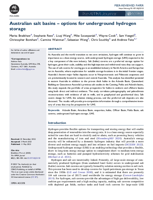 (PDF) Australian salt basins – options for underground hydrogen storage