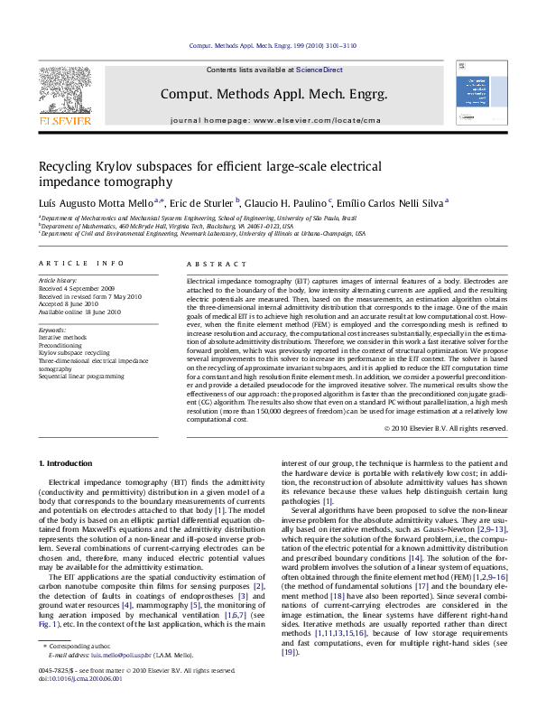 (PDF) Recycling Krylov subspaces for efficient large-scale electrical impedance tomography
