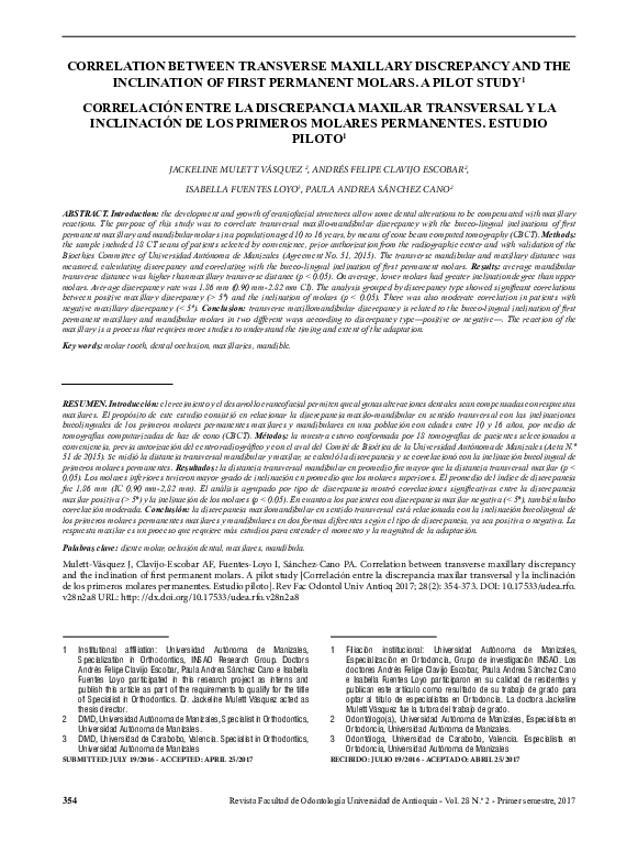 (PDF) Correlation Between Transverse Maxillary Discrepancy And The ...