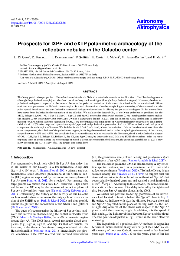 (PDF) Prospects for IXPE and eXTP polarimetric archaeology of the ...