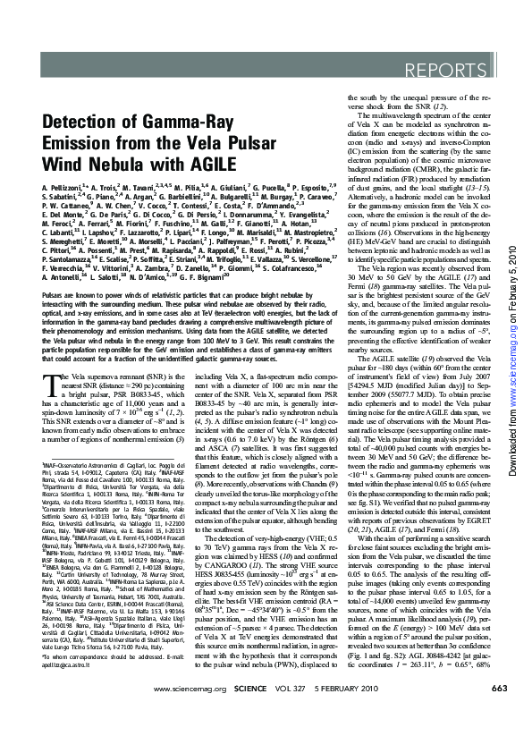 (PDF) Detection of Gamma-Ray Emission from the Vela Pulsar Wind Nebula ...