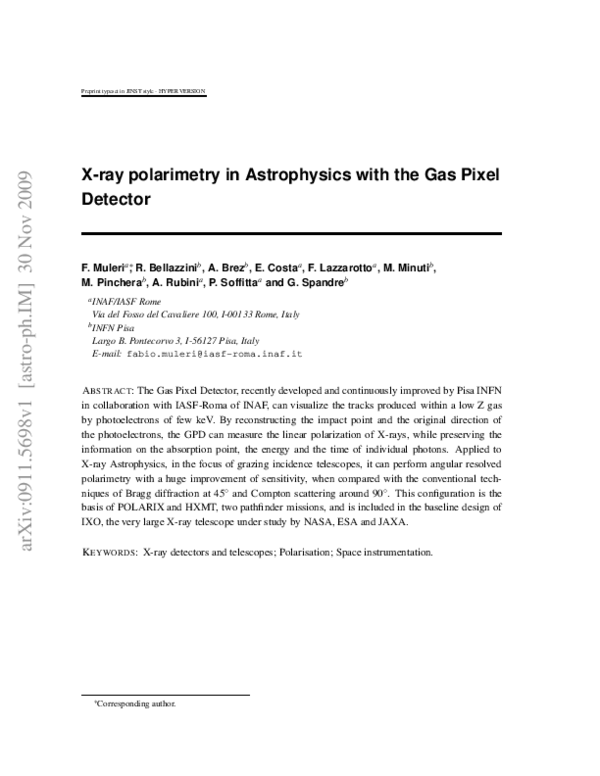 (PDF) X-ray polarimetry in astrophysics with the Gas Pixel Detector