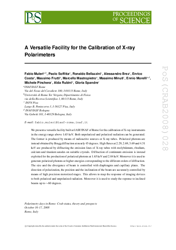 (PDF) A versatile facility for the calibration of x-ray polarimeters ...