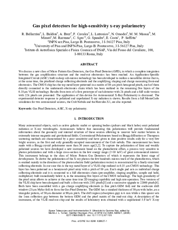 (PDF) Gas pixel detectors for high-sensitivity X-ray polarimetry