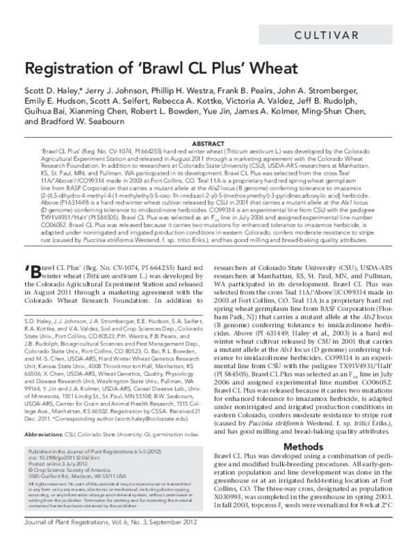 (PDF) Registration of ‘Brawl CL Plus’ Wheat