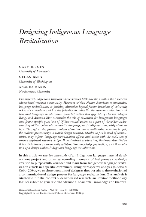 (PDF) Designing Indigenous Language Revitalization