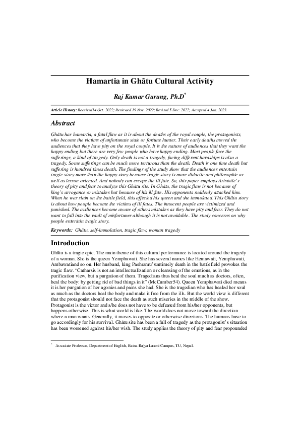 (PDF) Hamartia in Ghãtu Cultural Activity