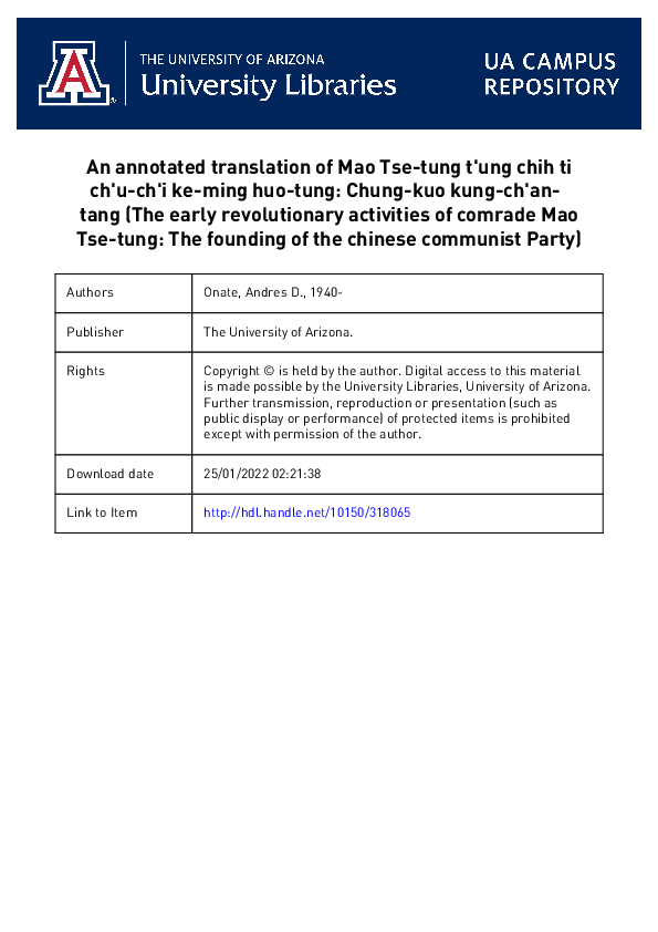 (PDF) An annotated translation of Mao Tse-tung t'ung chih ti ch'u-ch'i ...