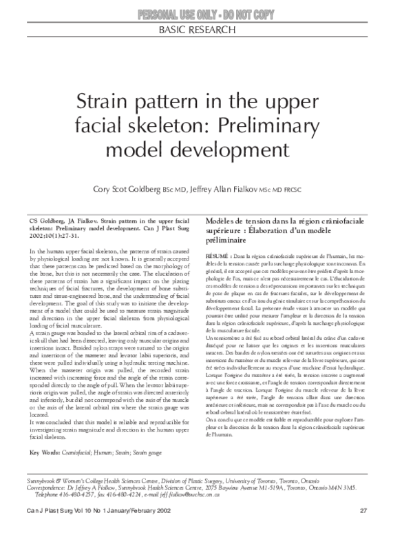 (PDF) Strain pattern in the upper facial skeleton: Preliminary model ...