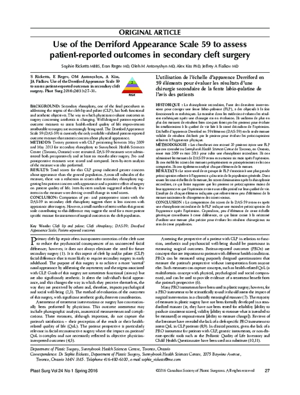 (PDF) Use of the Derriford Appearance Scale 59 to assess patient ...