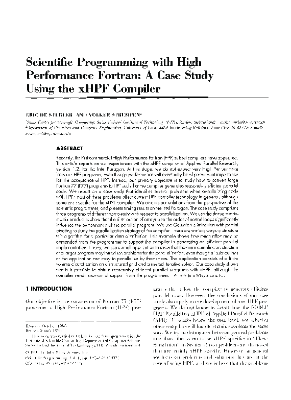 (PDF) Scientific Programming with High Performance Fortran: A Case Study Using the xHPF Compiler