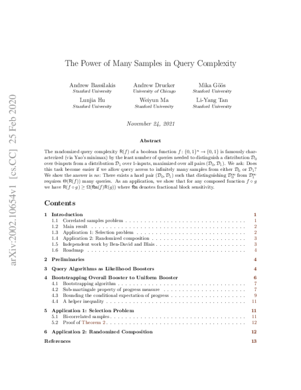 (PDF) The Power of Many Samples in Query Complexity