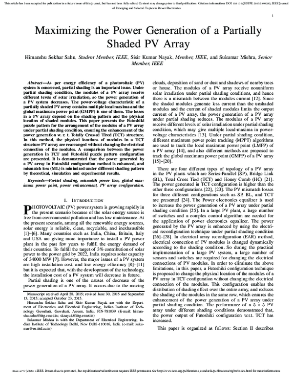 Pdf Enhancing Pv Power Generation Via Futoshiki Design 
