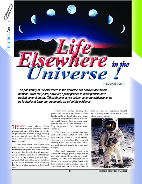 (PDF) Life Elsewhere in the Universe