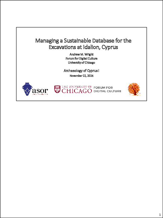 (PDF) Managing a Sustainable Database for the Excavations at Idalion ...