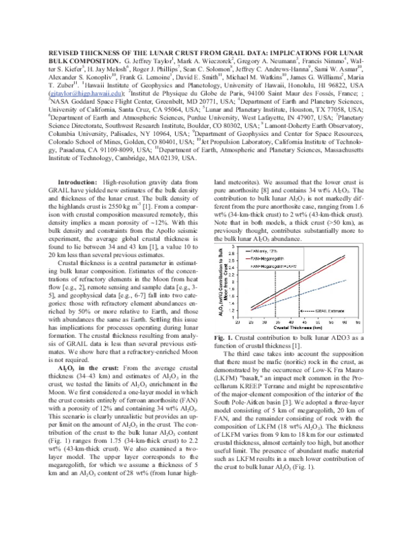(PDF) Revised Thickness of the Lunar Crust from GRAIL Data ...