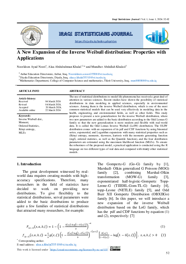 (PDF) A New Expansion of the Inverse Weibull distribution: Properties with Applications