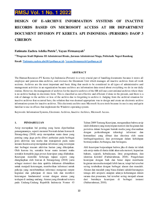 (PDF) Design of E-Archive Information Systems of Inactive Records Based ...