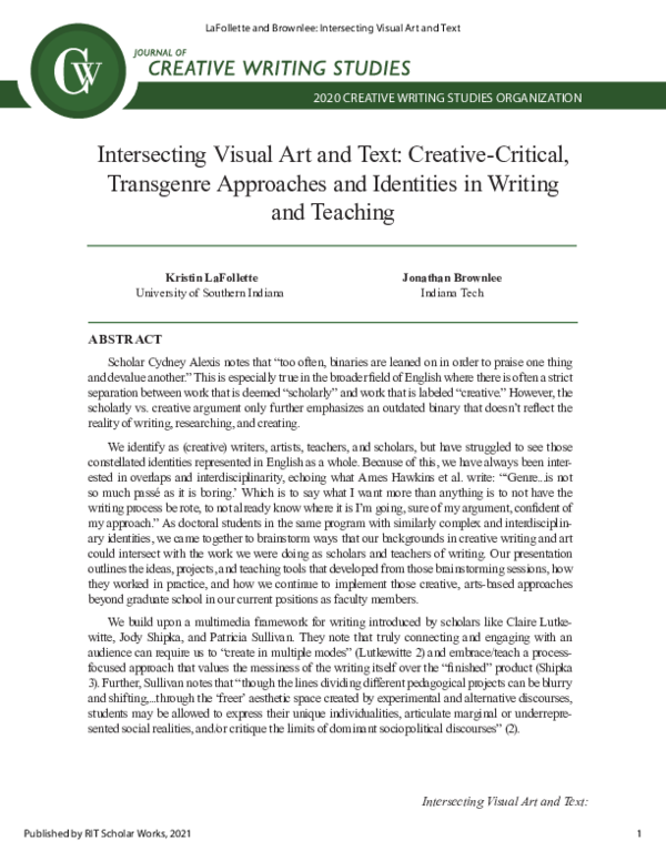 (PDF) Intersecting Visual Art and Text: Creative-Critical, Transgenre ...