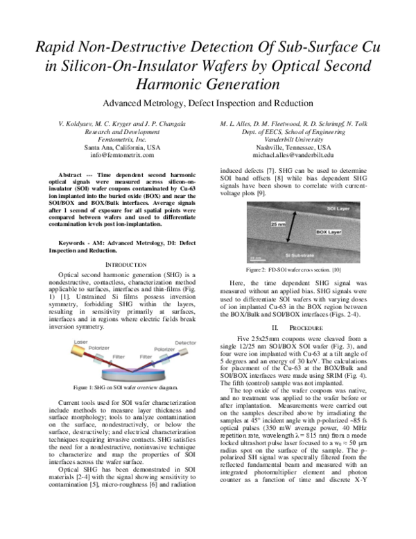 (PDF) Rapid non-destructive detection of sub-surface Cu in silicon-on-insulator wafers by ...