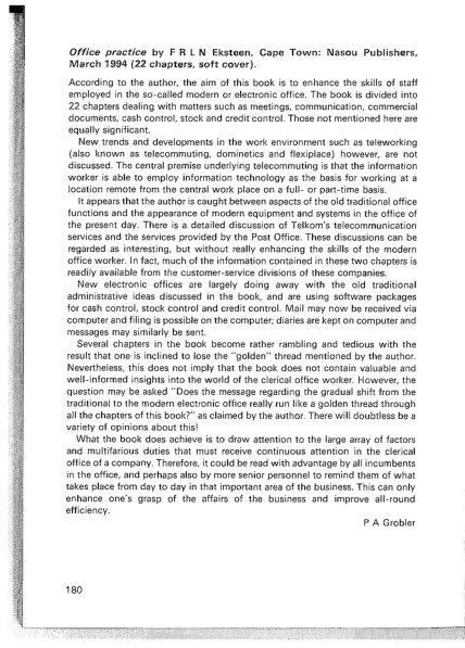 (PDF) Office practice by F.R.L.N. Eksteen (Book Review)