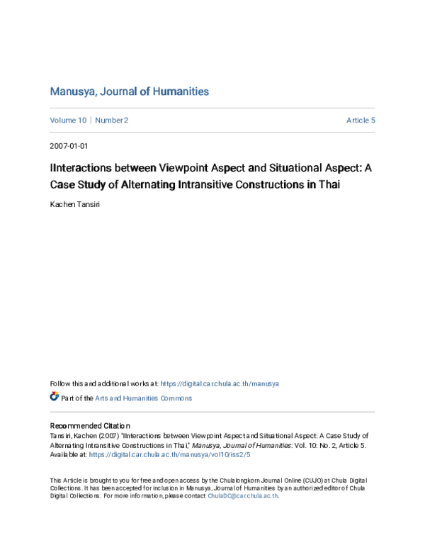 (PDF) Interactions between Viewpoint Aspect and Situational Aspect: A Case Study of Alternating ...
