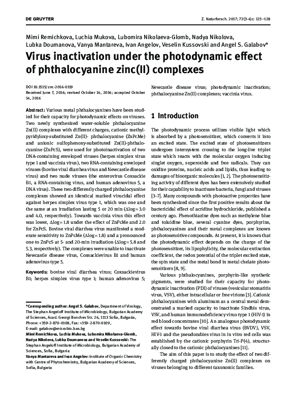 (PDF) Virus inactivation under the photodynamic effect of ...