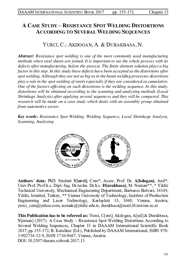 (PDF) A Case Study – Resistance Spot Welding Distortions According to ...