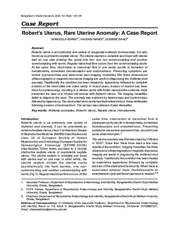 (PDF) Robert’s Uterus, Rare Uterine Anomaly: A Case Report