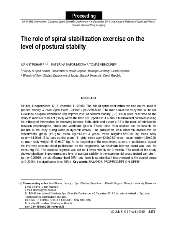 (PDF) The role of spiral stabilization exercise on the level of ...